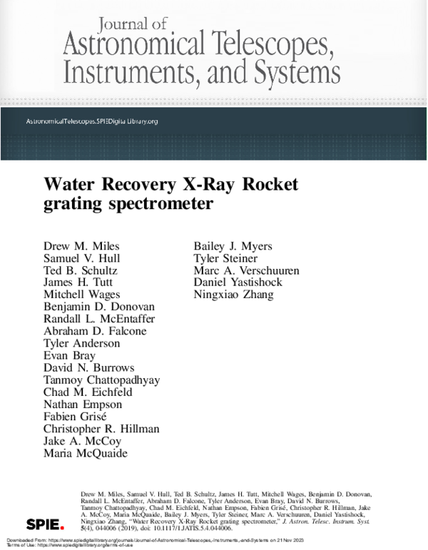 (PDF) WRXR: X-Ray Spectrometer and Water Recovery