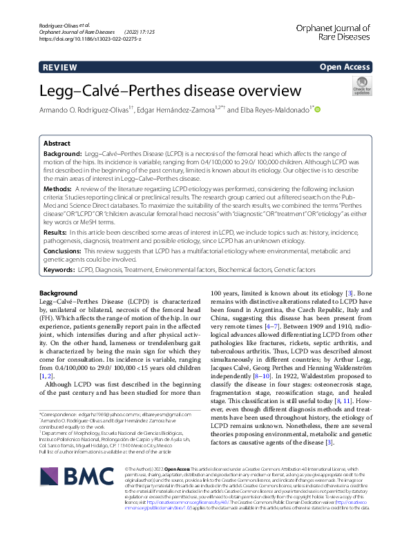 (PDF) Legg–Calvé–Perthes disease overview