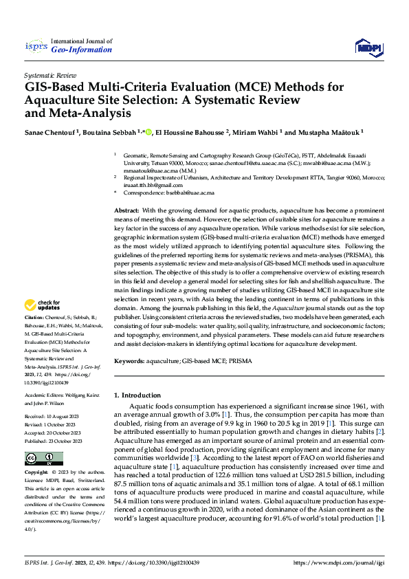 Pdf Gis Based Multi Criteria Evaluation Mce Methods For Aquaculture