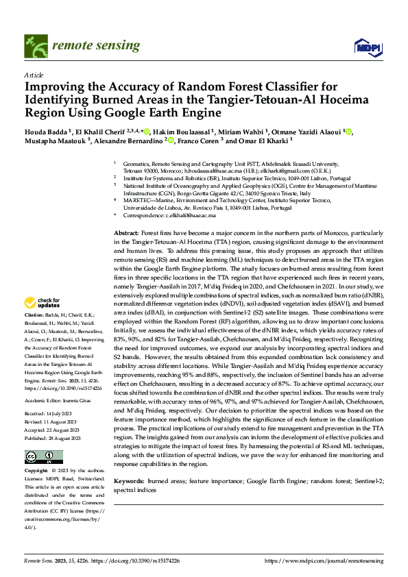 (PDF) Improving the Accuracy of Random Forest Classifier for Identifying Burned Areas in the ...
