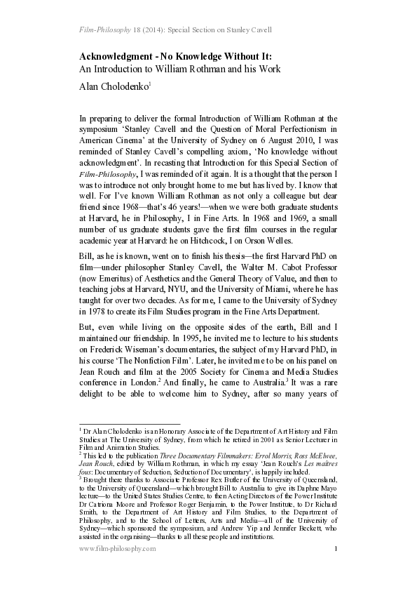 (PDF) Acknowledgment - No Knowledge Without It: Introduction to William ...