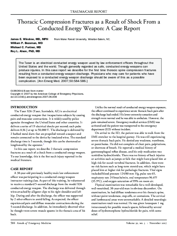 (PDF) Thoracic Compression Fractures as a Result of Shock From a ...