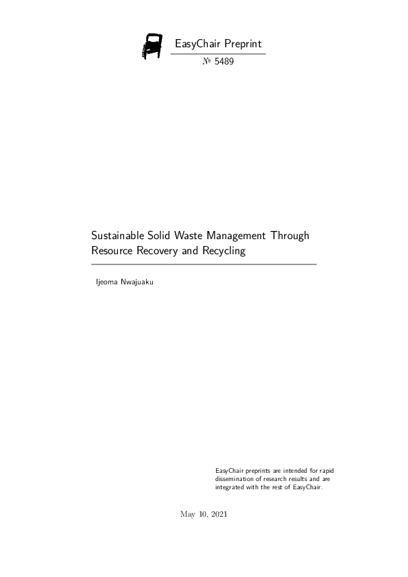 (PDF) Sustainable Solid Waste Management Through Resource Recovery and ...