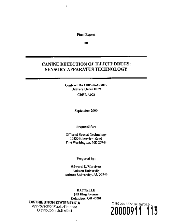 (PDF) Canine Detection of Illict Drugs: Sensory Apparatus Technology