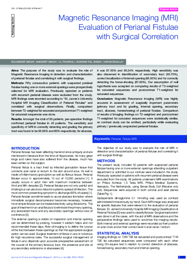 Pdf Magnetic Resonance Imaging Mri Evaluation Of Perianal Fistulae