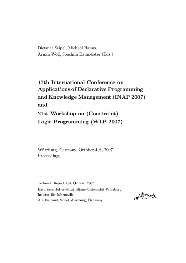 (PDF) Applications of Declarative Programming and Knowledge Management