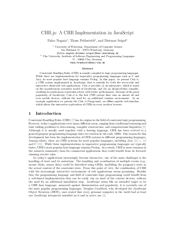 (PDF) CHR.js: A CHR Implementation in JavaScript
