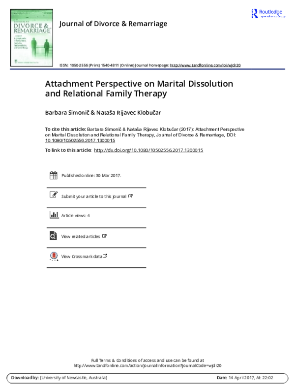 (PDF) Attachment Perspective on Marital Dissolution and Relational ...