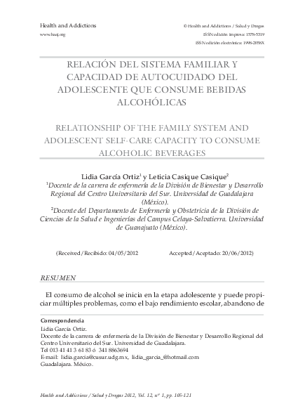 (PDF) Relationship of the family system and adolescent self-care capacity to consume alcoholic ...
