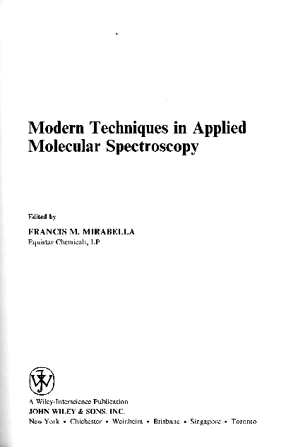 (PDF) Modern Techniques in Applied Molecular Spectroscopy