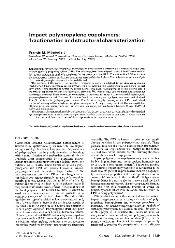 (PDF) Impact polypropylene copolymers: fractionation and structural ...