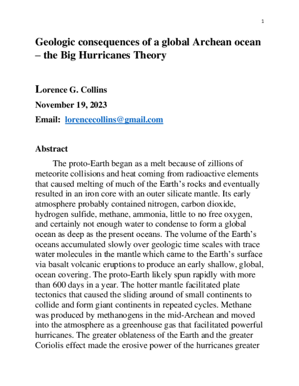 (PDF) Geologic consequences of a global Archean ocean the Big ...