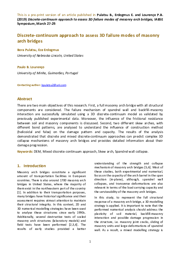(PDF) Discrete-continuum approach to assess 3D failure modes of masonry ...