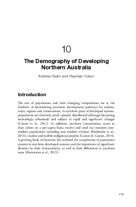 (PDF) The Demography of Developing Northern Australia
