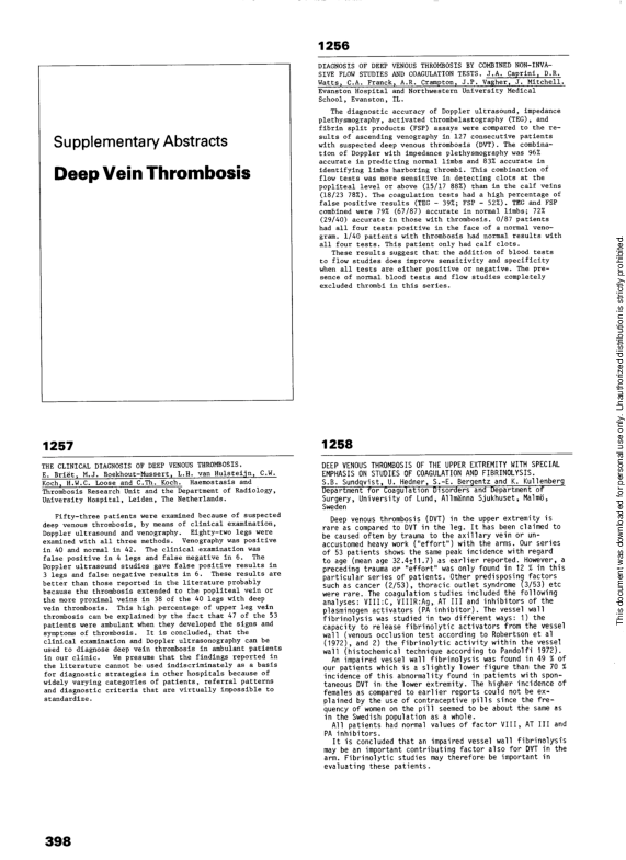 (PDF) Deep Venous Thrombosis Of The Upper Extremity With Special ...