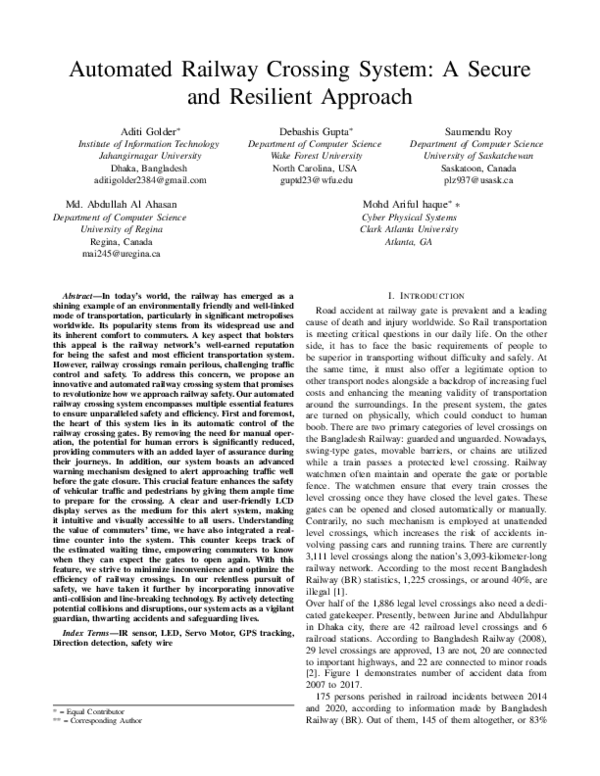 (PDF) Automated Railway Crossing System: A Secure and Resilient Approach