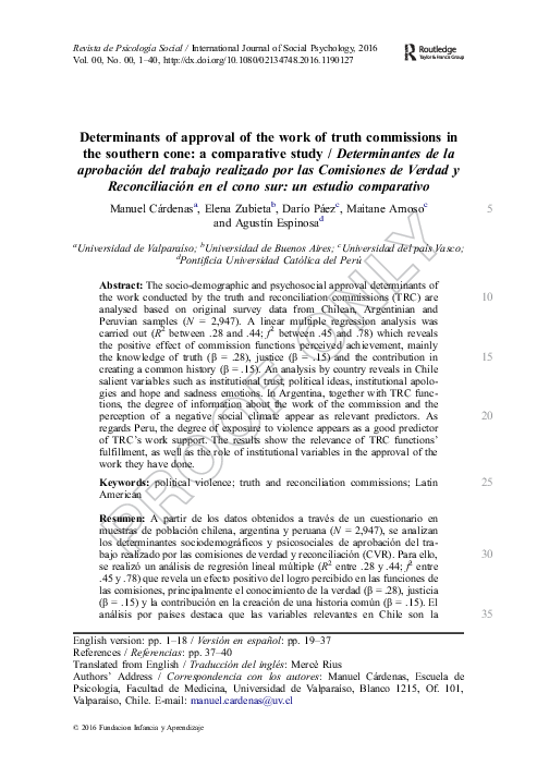 (PDF) Determinants of approval of the work of truth commissions in the ...