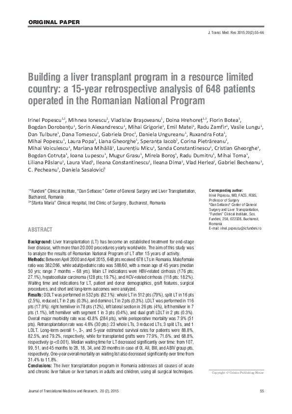 (PDF) Building a liver transplant program in a resource limited country ...