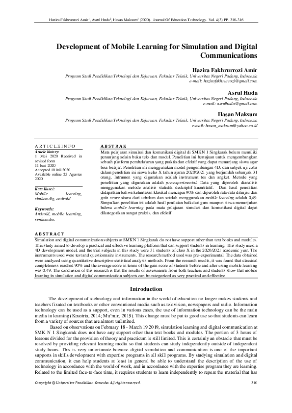 (PDF) Development of Mobile Learning for Simulation and Digital ...