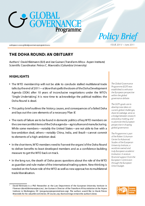(PDF) The Doha Round: An Obituary