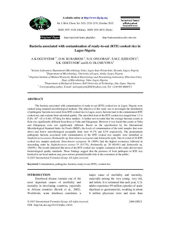 (PDF) Bacteria associated with contamination of ready-to-eat (RTE ...