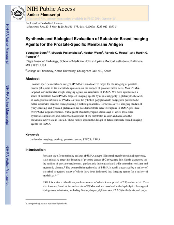 (PDF) Synthesis and biological evaluation of substrate-based imaging ...