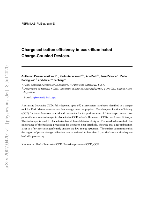 (PDF) Charge-Collection Efficiency in Back-Illuminated Charge-Coupled ...