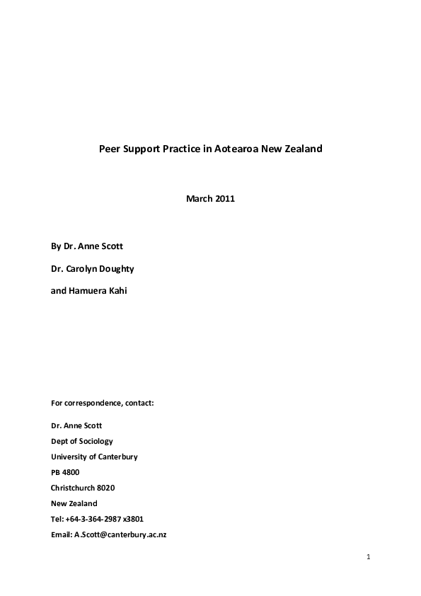 (PDF) Peer Support Practice in Aotearoa New Zealand