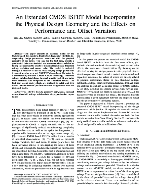 (PDF) An Extended CMOS ISFET Model Incorporating the Physical Design ...