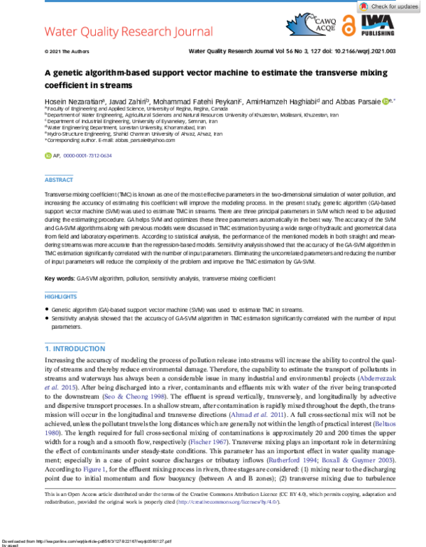 (PDF) A genetic algorithm-based support vector machine to estimate the ...
