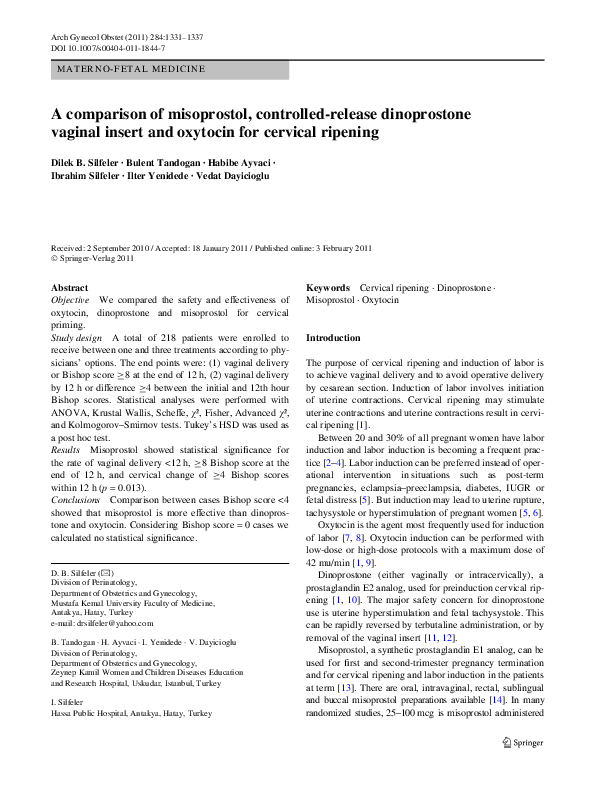 (PDF) A comparison of misoprostol, controlled-release dinoprostone ...