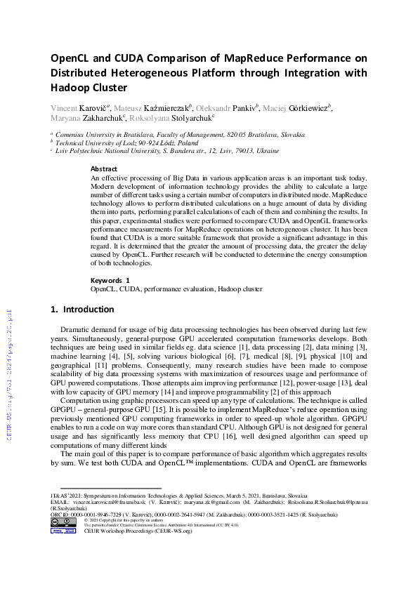 (PDF) OpenCL and CUDA Comparison of MapReduce Performance on ...