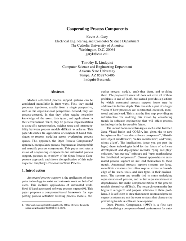 (PDF) Cooperating process components | Timothy Lindquist - Academia.edu