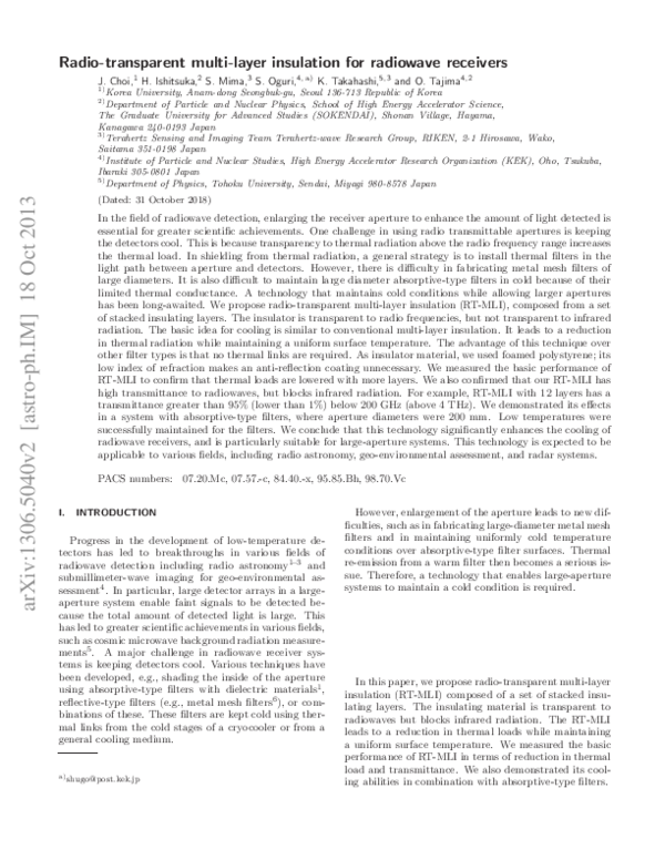 (PDF) Radio-transparent multi-layer insulation for radiowave receivers ...