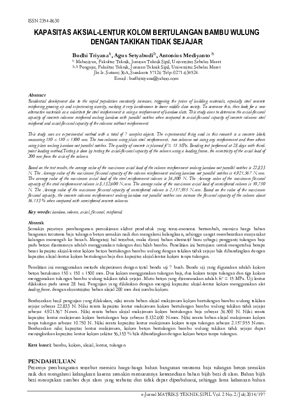 (PDF) Kapasitas Aksial-Lentur Kolom Bertulangan Bambu Wulung Dengan ...
