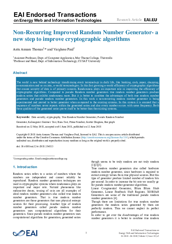 (PDF) Non-Recurring Improved Random Number Generator- a new step to ...