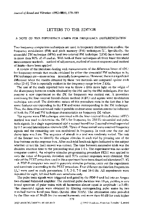 (PDF) A note on the difference limen for frequency differentiation