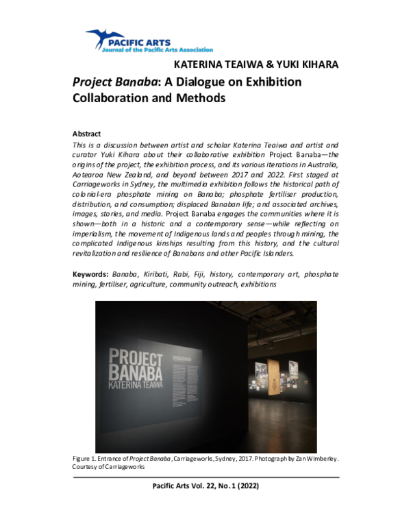 (PDF) Project Banaba: A Dialogue on Exhibition Collaboration and Methods