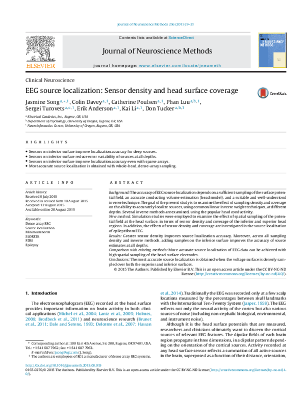 (PDF) EEG source localization: Sensor density and head surface coverage