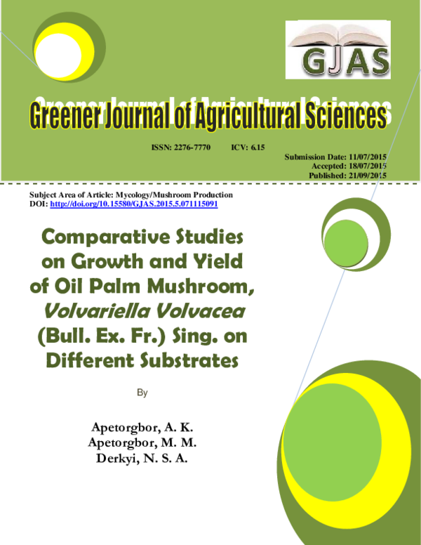 (PDF) Comparative Studies on Growth and Yield of Oil Palm Mushroom ...