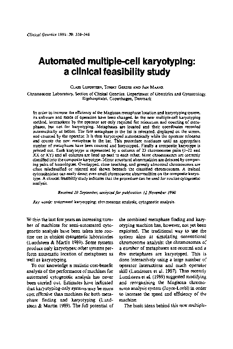 (PDF) Automated multiple‐cell karyotyping: a clinical feasibility study