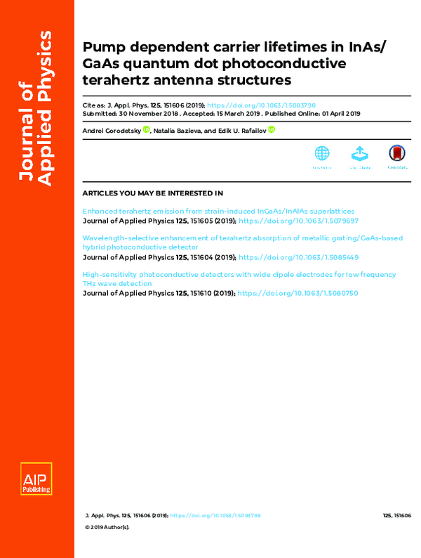 (PDF) Carrier Lifetimes in InAs/GaAs THz Antennas
