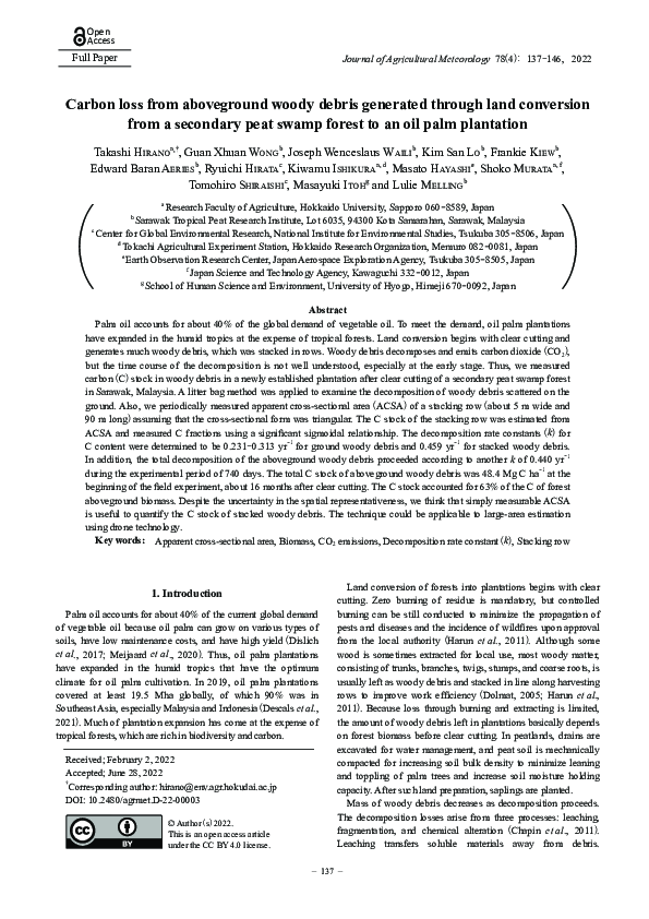 (PDF) Carbon loss from aboveground woody debris generated through land ...