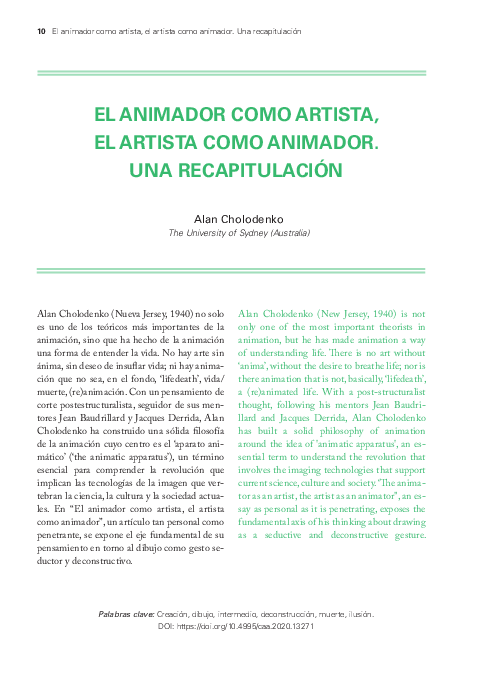 (PDF) El animador como artista el artista como animador. Una ...