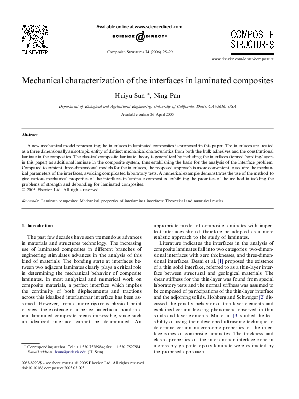 (PDF) Mechanical characterization of the interfaces in laminated composites