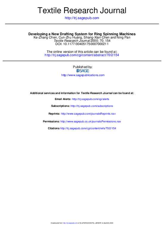 (PDF) Developing a New Drafting System for Ring Spinning Machines
