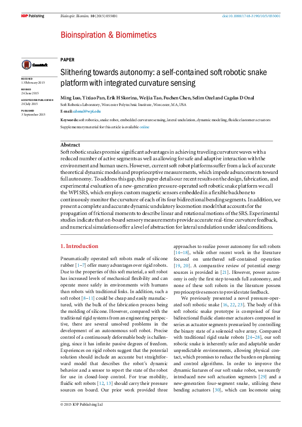 (PDF) Slithering towards autonomy: a self-contained soft robotic snake ...