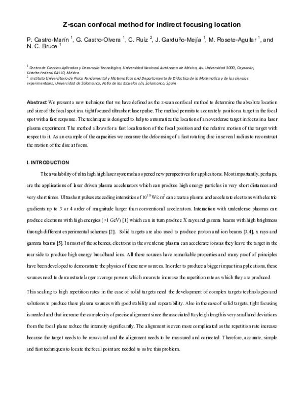 (PDF) Z-scan confocal method for indirect focusing location