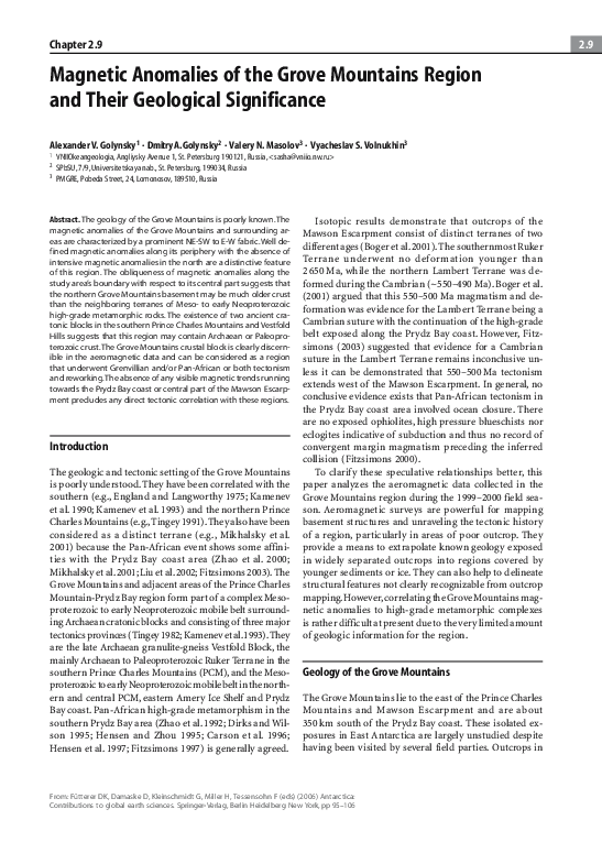 (PDF) Magnetic Anomalies of the Grove Mountains Region and Their ...