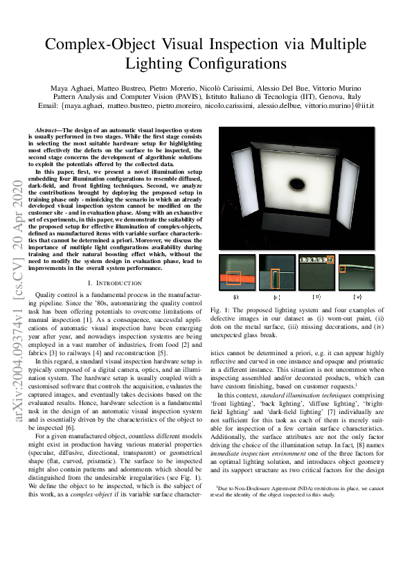 (PDF) Complex-Object Visual Inspection via Multiple Lighting Configurations